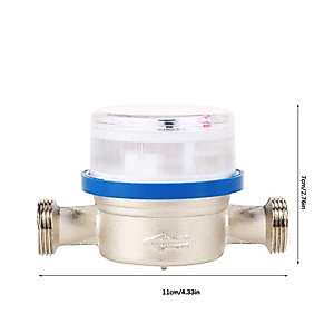 143 15mm 12 inch Adjustable Rotary Water Meter 360 Degree Freely Water Flow Meter Gallon Counter for Garden Hose Single Water Flow Dry Table Measuring Tools with Filter, defult