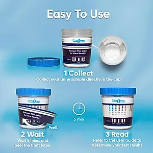 Prime Screen-5 Panel Multi Drug Urine Test Compact Cup (AMP,COC,mAMP/MET,OPI,THC) T-Cup -[10 Pack]-CDOA-254