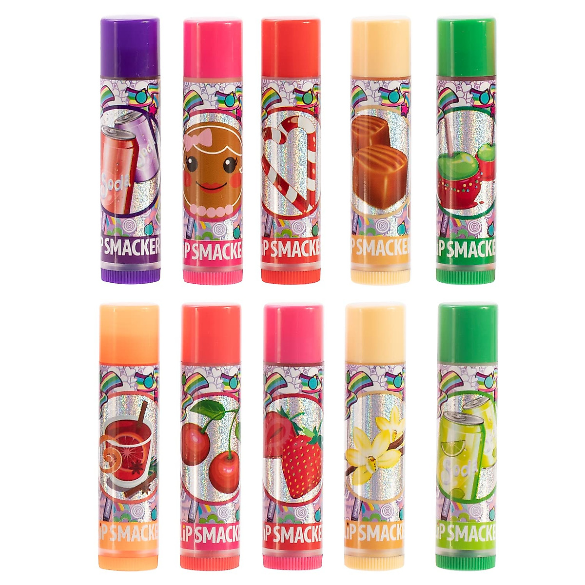 Lip Smacker Holiday Christmas Flavored Lip Balm 10-Piece Tin, Christmas Flavors