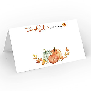 Whaline Thanksgiving Place Cards 50Pcs Retro Kraft Paper Table Tent Place Cards Vintage Seating Name Escort Card Folded Seat Assignment Setting Label for Gathering Wedding Baby Shower Birthday