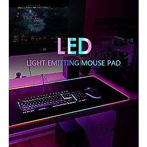 31.5"X12" RGB Gaming Mouse Pad, Large LED Mousepad with 11 Lighting Modes, Soft Non-Slip Rubber Base Mouse Mat for Computer Desk Keyboard, Waterproof XL Gaming Mousepad.