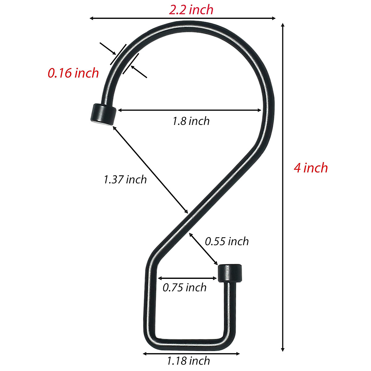 ANIASOM 12Pcs S Hooks Hanging 4 inch Heavy Duty Large S Hooks, Reversible Black Metal S Shaped Hooks, Utility Hooks, Heavy Duty Hanging Hooks for Kitchen, Bathroom, Garden, Indoor, Outdoor