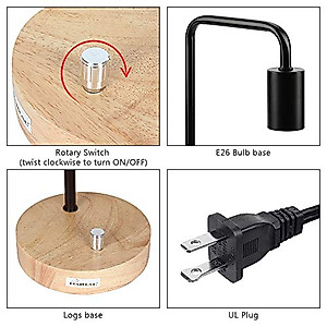 HAITRAL Industrial Desk Lamp, Vintage Edison Bulb Table Lamp for Dorm, Office, Bedroom, Living Room - Black (Without Bulb)