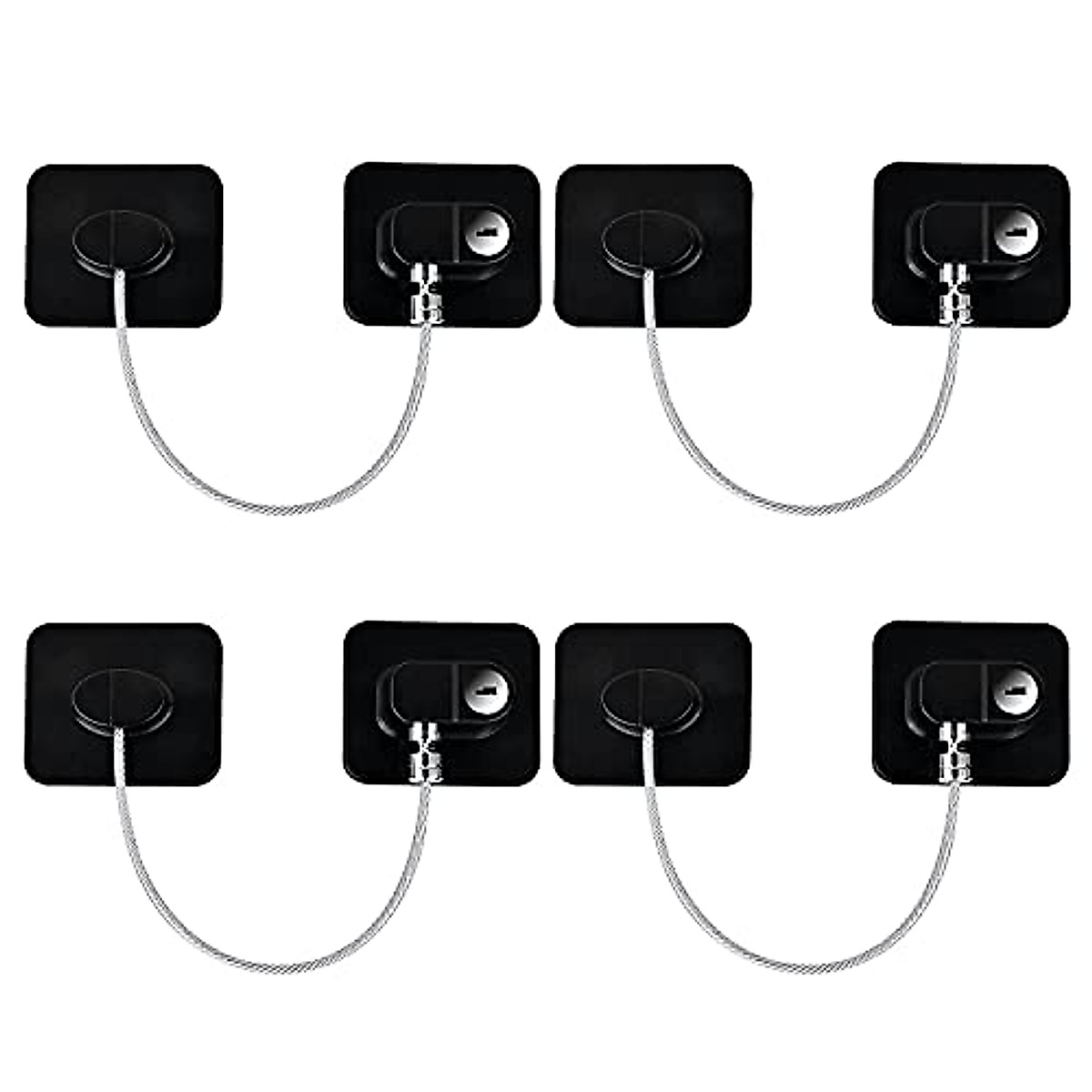 YEYA Refrigerator Lock, Baby Proof Cabinet Locks with Keys, Child Safety Locks for Cabinets 4 Pack