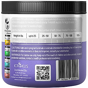 ICROKUS 9 in 1 Powerful Dog Multivitamin Treats - Premium Dog Vitamins and Supplements - Probiotics for Dogs with Hemp Oil, Colostrum and Taurine - Dog Hip and Joint Supplement - 120 Soft Chews