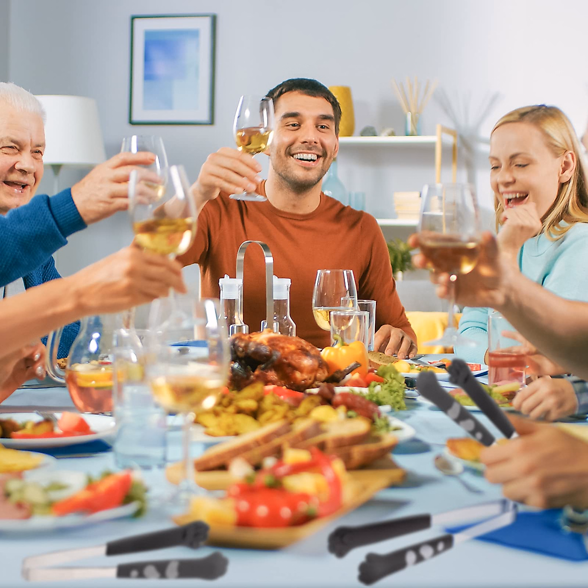 2 Pieces Cat Paw Tongs 7 Inch Cat Kitchen Accessories Stainless Steel Tiny Cooking Tongs for Appetizers BBQ Serving Grilling Sugar Cube (Black)