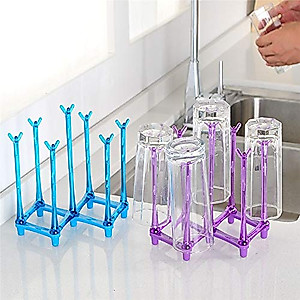 STRAW Kitchen Cup Dry Rack Sink Holder Dish Plate Organizer Drainer Kitchen Storage Plastic Plate Glass Cups Stand Display Holder (Color : B)