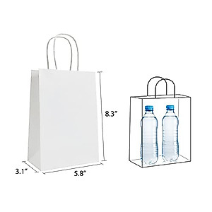 GARROS White Kraft Paper Bag 5.8x3x8.3, Gift Bags,Kraft Bags With Handles,Halloween Bags, Chrismas Bags,Paper Shopping Bags, Craft Bags, Merchandise Bags,Party bags,6 Pcs Each