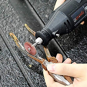 𝗥𝗮𝗱𝗶𝗮𝗹 𝗕𝗿𝗶𝘀𝘁𝗹𝗲 𝗗𝗶𝘀𝗰, GOXAWEE 66Pcs (1") Detail Abrasive Brush Kit (1/8" Shank Mandrel) for Rotary Tool - Mixed Grit 80# 120# 220# 400# 600# 1000#