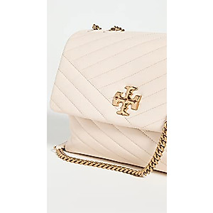 Tory Burch Women's Kira Quilted Chevron Shoulder Bag, New Cream/Rolled Brass, Off White, One Size