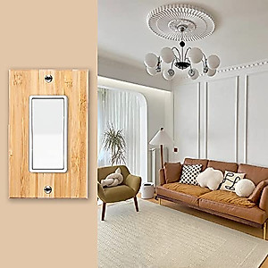 2PC Solid Wood Single Rocker Light Switch Plate 4.5" X 2.76" Bamboo Light Switch Cover Quality Raw Wooden Decorative Bedroom Kitchen Home Decor (Single Rocker)