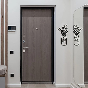 Set of 3 Metal Vase Flowers Wall Art Metal Flower Minimalism Metal Flower Wall Art Decor Hanging for Home Bedroom Bathroom Kitchen Garden Outdoor and Indoor Housewarming Gift(Black)