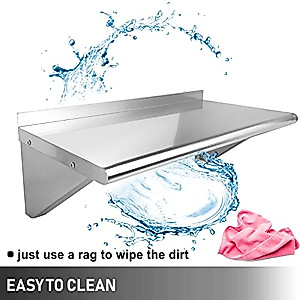 Karpevta Stainless Steel Wall Mount Shelf 12x24 Inch Stainless Steel Shelf Wall Mounted Stainless-Steel Shelf Wall Mountable for Kitchen, Utility Room
