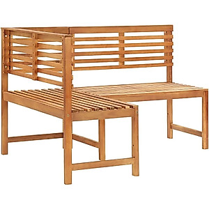 vidaXL Solid Acacia Wood Patio Corner Bench Garden Outdoor Terrace Yard Balcony Furniture Wooden Modern Lounge Bench Seating Seat 55.1"