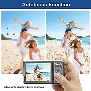 4K Digital Camera,Autofocus 48MP Vlogging Camera for Photography YouTube Compact Camera with Flash,18X Digital Zoom, Anti Shake, Macro Photography, 32G SD Card and 2 Batteries