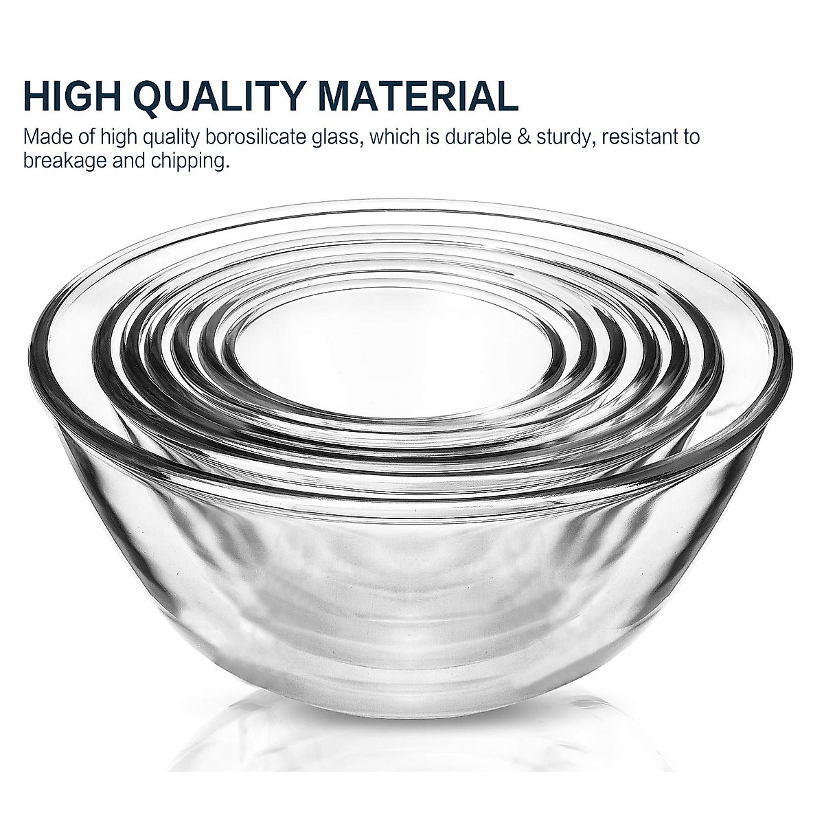 M MCIRCO Glass Salad Bowls with Lids-14-Piece Set, Salad Bowls with Lids, Space Saving Nesting Bowls - for Meal Prep, Food Storage, Serving Bowls -Glass bowl For Cooking, Baking