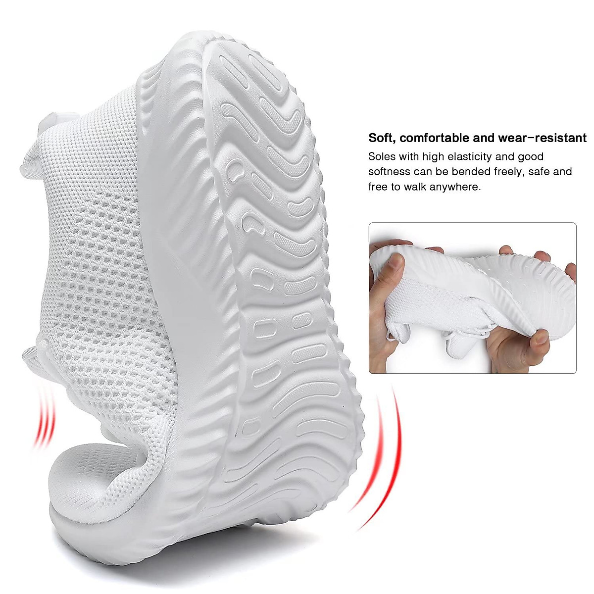 Wrezatro Men's Light Sneakers Tennis Running Low top Shoes Casual Walking Work Cross Training Shoes Fashion Gym Trainer White