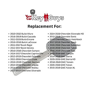 Replacement for 2010-2019 GM B119 Transponder Key HU100 PCF7937EA - Uncut High Security Blade (2 Pack)