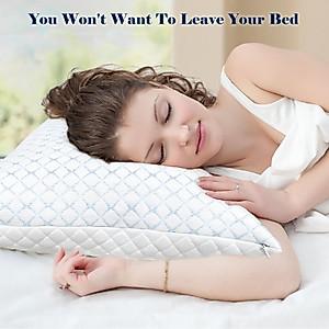 Shredded Memory Foam Pillows Standard/Queen Size Set of 2,Luxury Gel Cooling Bed Pillows 2 Pack for Stomach Back Side Sleeper,Pillows Adjustable Washable Removable Cover,with Extra Fill