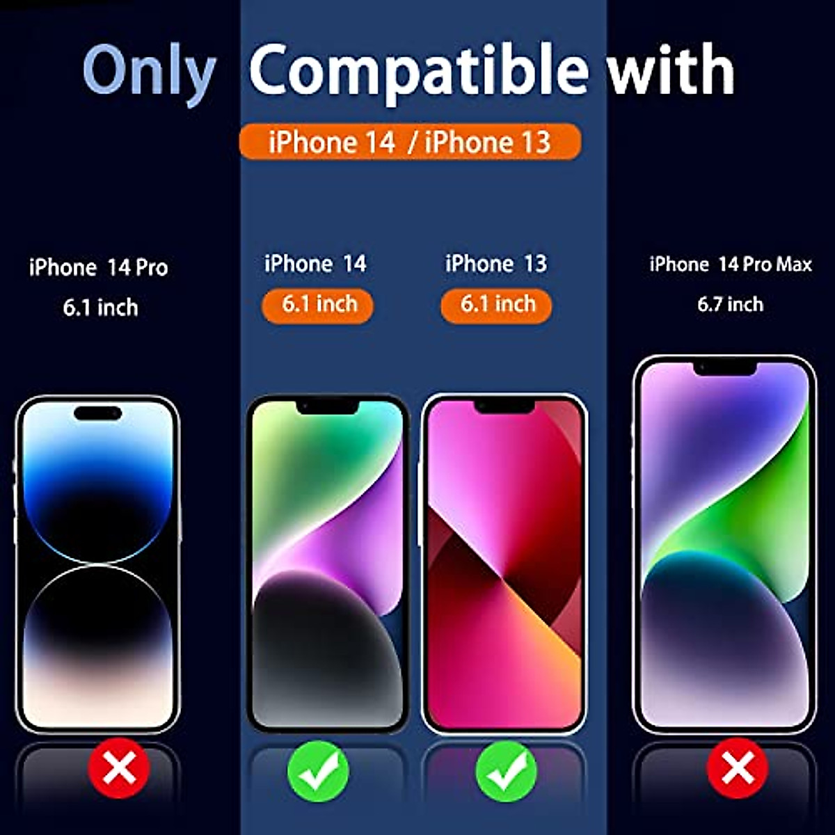 Ferilinso for iPhone 13 & iPhone 14 Privacy Screen Protector 2 Pack 9H Anti Spy Tempered Glass Privacy Screen for iPhone 13 iPhone 14 with 2 Pack Camera Lens Protector Case Friendly Accessories