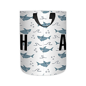 Personalized Baby Laundry Hamper, Custom Laundry Basket with Name, Kids Clothes Hamper, Cute Clothes Storage Basket for Nursery Room Baby Room(Shark)