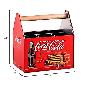 The Tin Box Company Coca Cola Tin Utensil Caddy with Handle, red