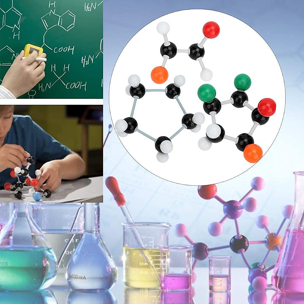 YCWF Molecular Model Kit,974 Pcs Molecular and Atomic Model Kit for Organic and Inorganic Chemistry Learning,Chemistry Structure Kit with Atoms,Bonds & Orbitals for Teacher, Student