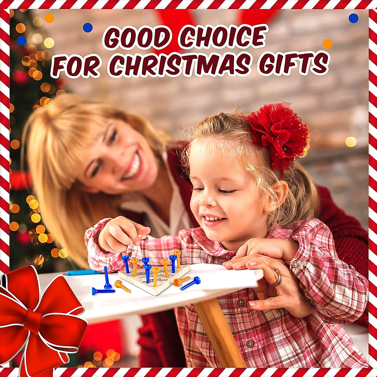 6 Packs Wooden Triangle Peg Games Triangle Wooden Board Game Family Board Game Wooden Strategy Toy Travel Games for Teens People Funny Learning Puzzles