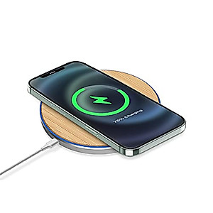 15W Fast Wireless Charger Pad, Eco Friendly, Walnut Wood, Bamboo, Compatible with Qi Enabled Devices (Bamboo)