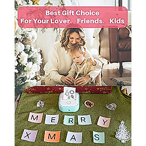 Memoqueen Pocket Sticker Printer T02 Thermal Photo Printer, Sticker Maker Machine for Photos, Diaries, Memos, Study Notes, Work Plans,Wireless Receipt Printer Compatible with iOS & Android, Green