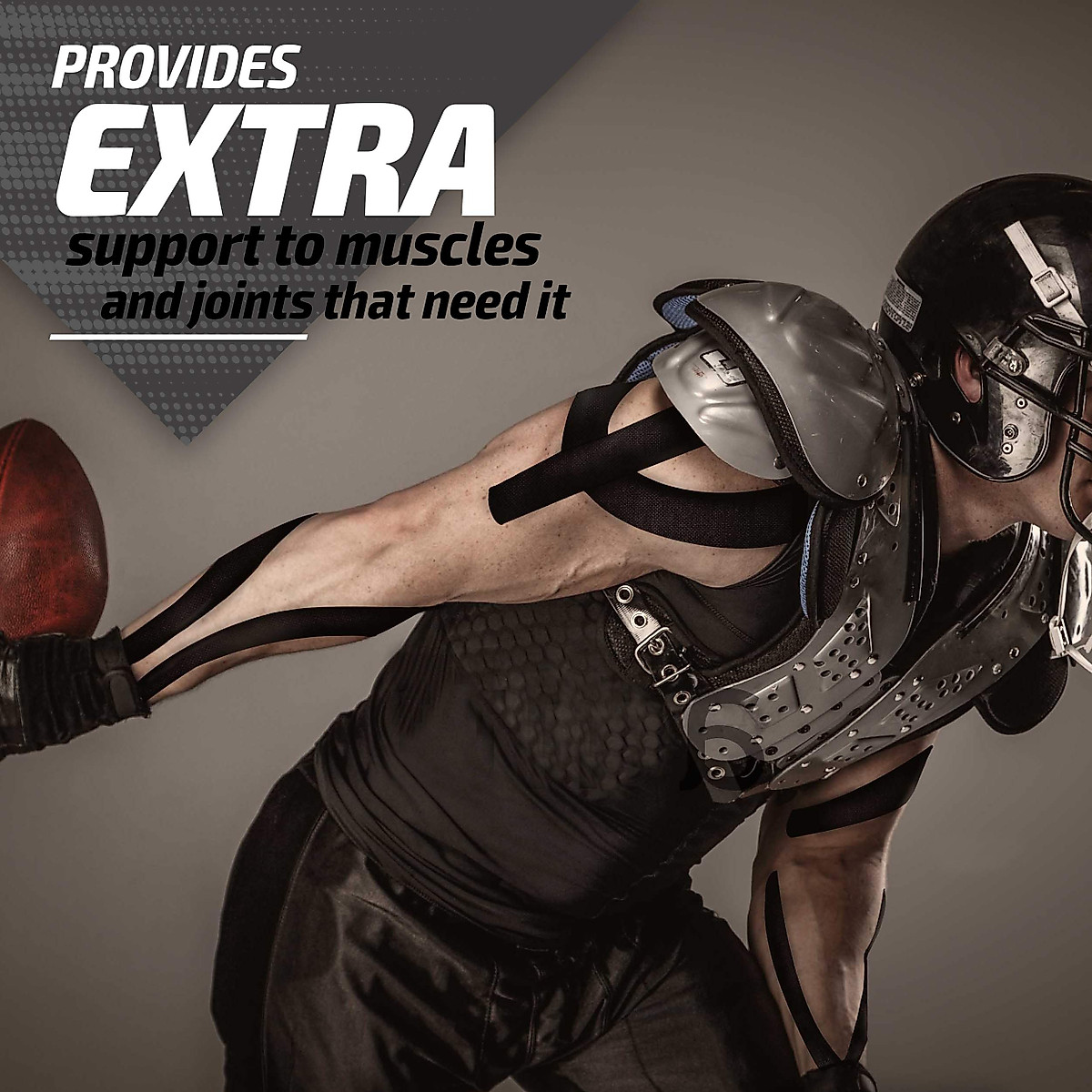 Physix Gear Kinesiology Tape Pro - Waterproof Physio Sports Tape for Pain & Injuries, Pregnancy, Muscle, Knee, Joint Support, Swelling, Strain Relief, Enhanced Blood Circulation (Black, 1 Roll)