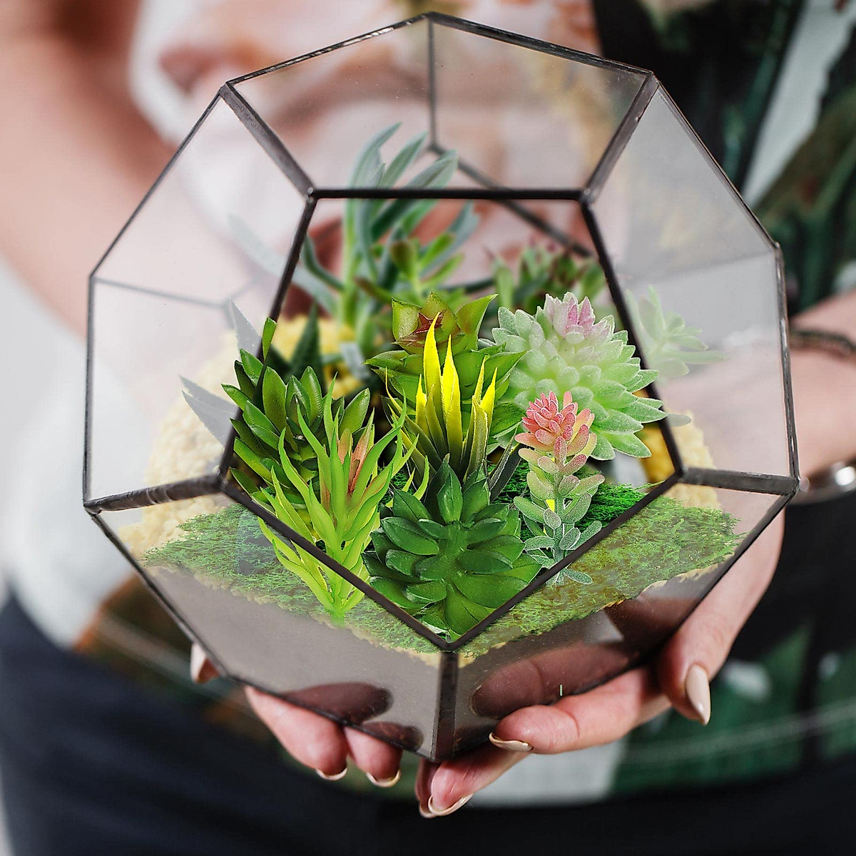 14 Pcs Mini Artificial Succulents Plants Picks,Flocked Faux Succulent Plants, Fake Succulents Plant with Succulent Moss,Realistic Textured Aloe for Home Office Table Garden Decoration