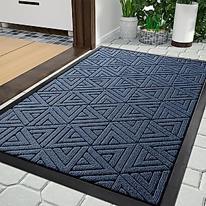 Yimobra Door Mat Outdoor Entrance, Heavy Duty Durable Front Welcome matt for Outside Home Entry, Doormat for Back Patio Floor Porch Garage Office, Low Profile, Easy Clean, Waterproof, 29.5 x 17, Blue