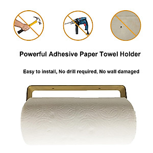 TeenGo Paper Towel Holder Under Cabinet, Self Adhesive & Wall Mount Paper Towel Holder No Drilling Adhesives Paper Towel Holder for Kitchen(Golden)