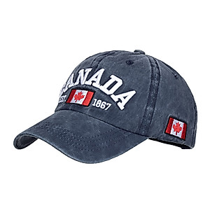 Foetest Adjustable Cap Cotton Hat Baseball Cap Canada Cap Hat Flag Cap Casual Headwear Embroidery Navy