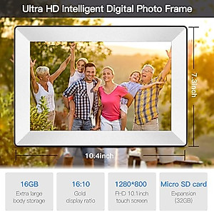 SBUSFGT Digital Picture Frame 10.1 Inch WiFi Smart Digital Photo Frame 16GB Free Storage 1280 * 800 IPS HD Touch Screen Share Photos and Videos for Free Anytime Anywhere with The Uhale App