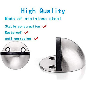 SMOOTHCLUE 2 Pack Door Stoppers, 3M Adhesive Door Holder Door Stop, Stainless Steel Door Stop for Home Hotel, Snowboard Hanger, No Need to Drill Floor Door Stop, Door Stopper Set with Rubber Bumper