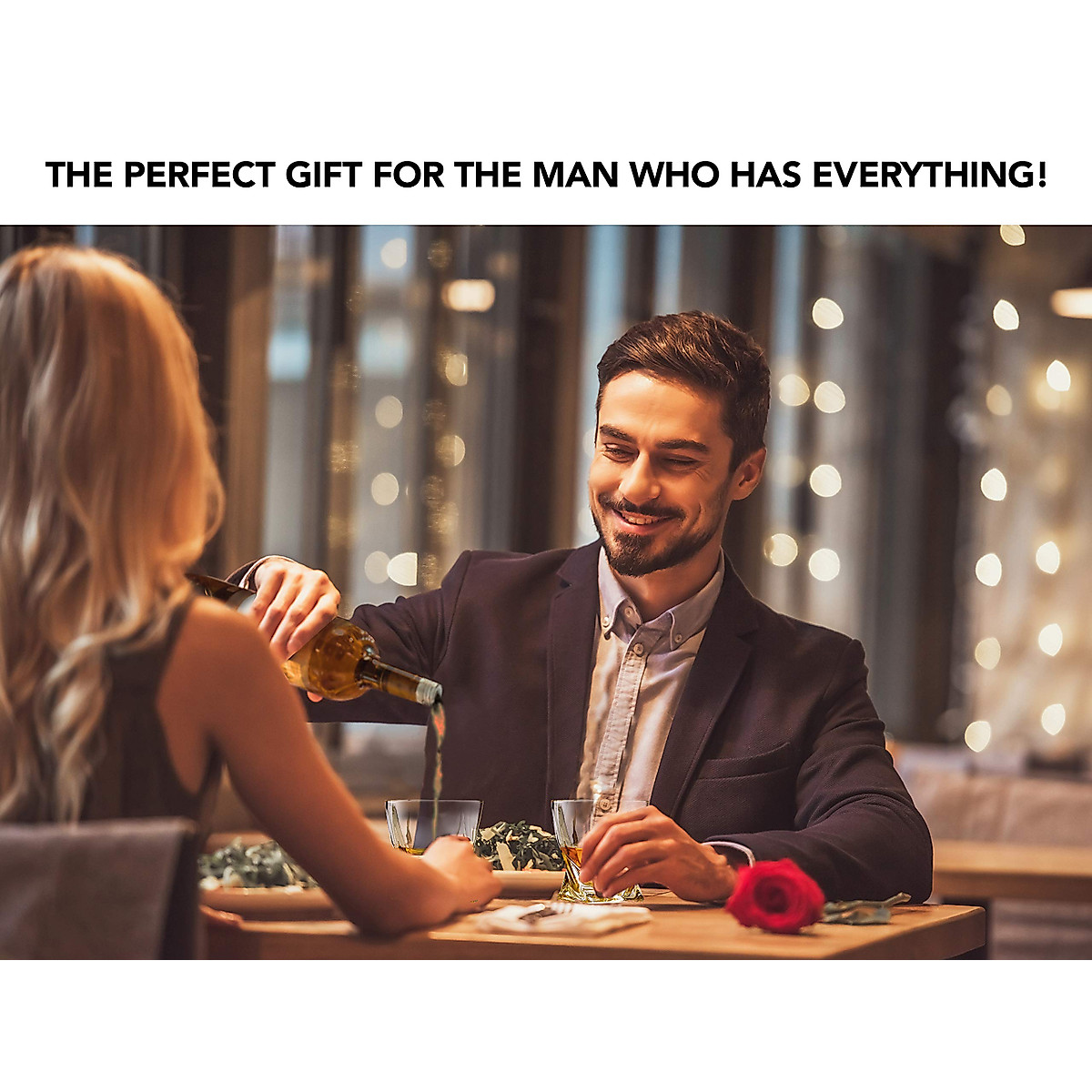 flybold Whiskey Glass Set Whiskey Stones Gift Set Whiskey Rocks Best Man Gifts for Wedding with 8 Stainless Steel Ice Cubes for 3X Faster Cooling 2 Glasses Gift Packing