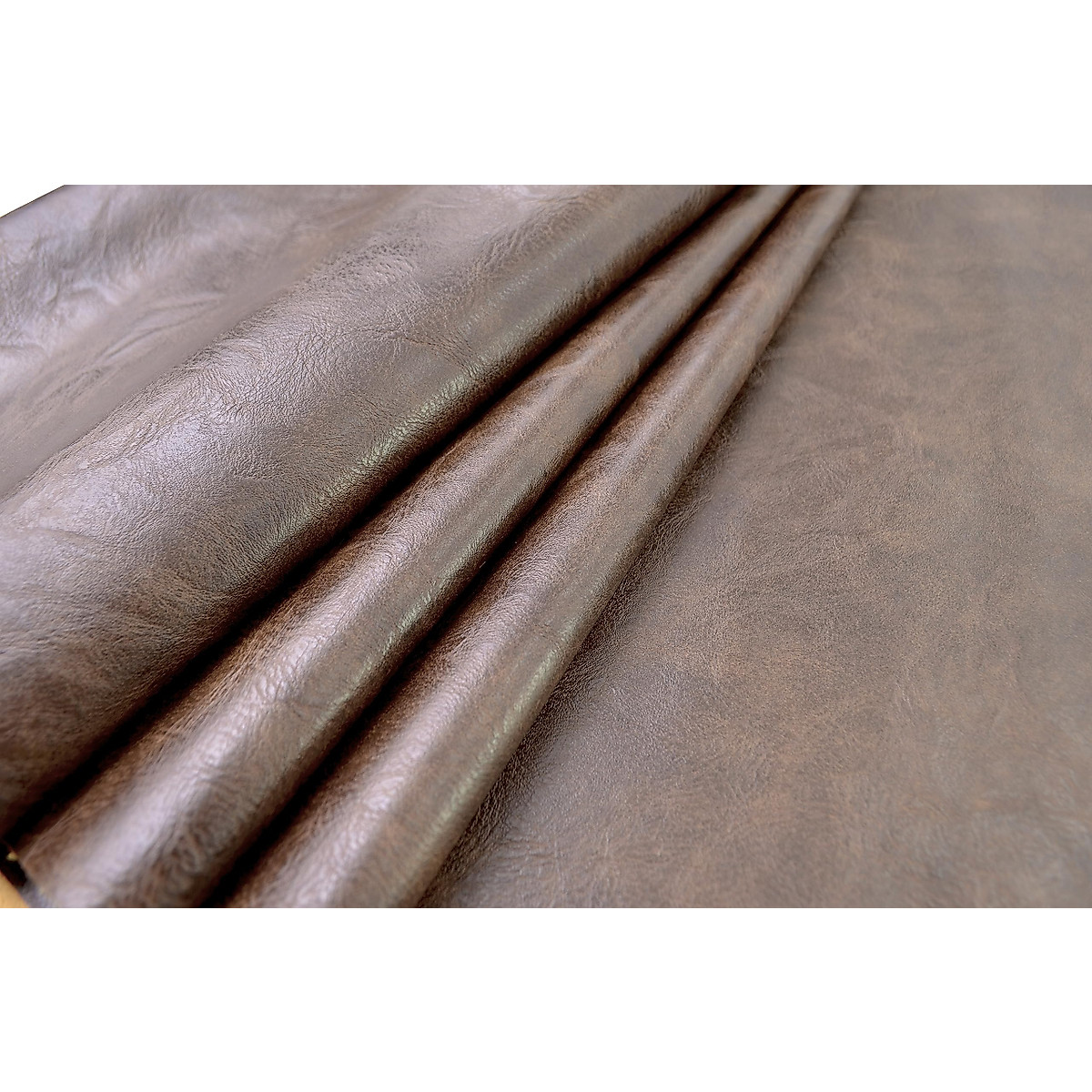 1 Yards 54" x 36" Dark Brown Faux Leather Fabric Distressed Crazy Horse Soft Fake Leather Fabric by The Yard Dark Brown Upholstery Vinyl for Sofa Bags Chairs Car Seats DIY Crafts