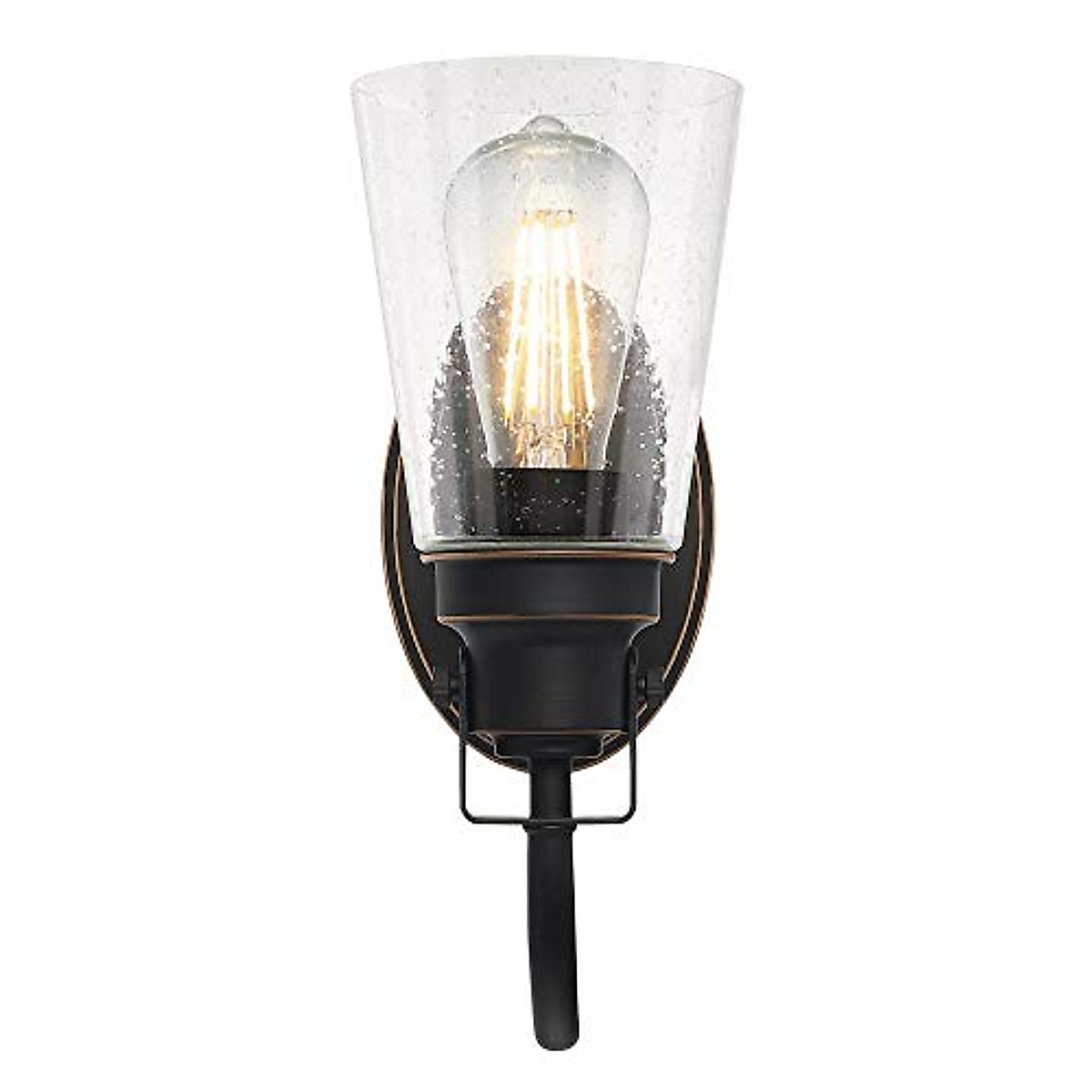 Westinghouse Lighting 6574500 Ashton One-Light Indoor Wall Fixture, Oil Rubbed Bronze Finish with Highlights and Clear Seeded Glass , Oil-rubbed Bronze