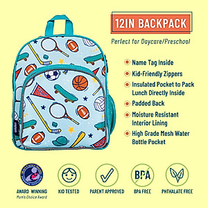 Wildkin 12-Inch Kids Backpack for Boys & Girls, Perfect for Daycare and Preschool, Toddler Bags Features Padded Back & Adjustable Strap, Ideal for School & Travel Backpacks (Team Spirit)