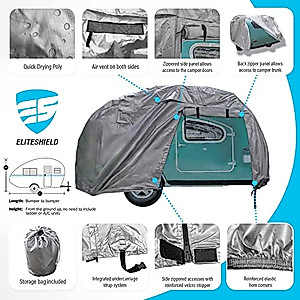 EliteShield ShieldAll Ultimate Teardrop Trailer Cover, Waterproof UV Protection Teardrop Camper Cover Fits 10 Feet to 12 Feet Long, 6 Feet Wide Silver Color