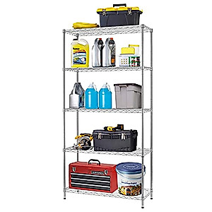 FDW 14''Dx36''Wx72''H 5-Shelf Wire Shelving Large Storage Shelves Adjustable Metal Shelves Heavy Duty Height Commercial Grade Steel Layer Shelves 1250 LBS Capacity,Chrome