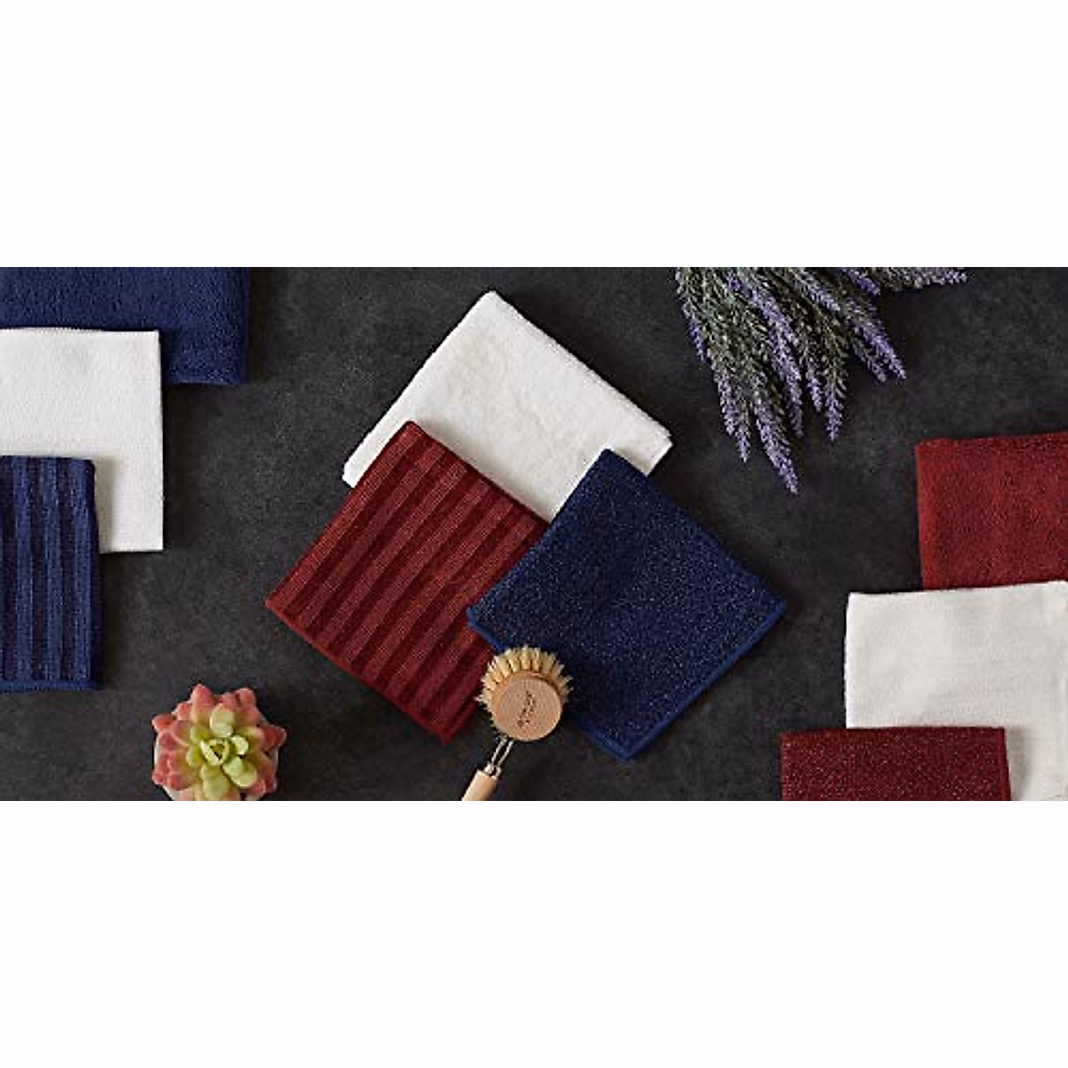 DII Microfiber Multi Purpose Cloths for Dishes, Stainless Steel and Glass for Cleaning, Drying and Polishing,12x12 (Set of 6) - Wine