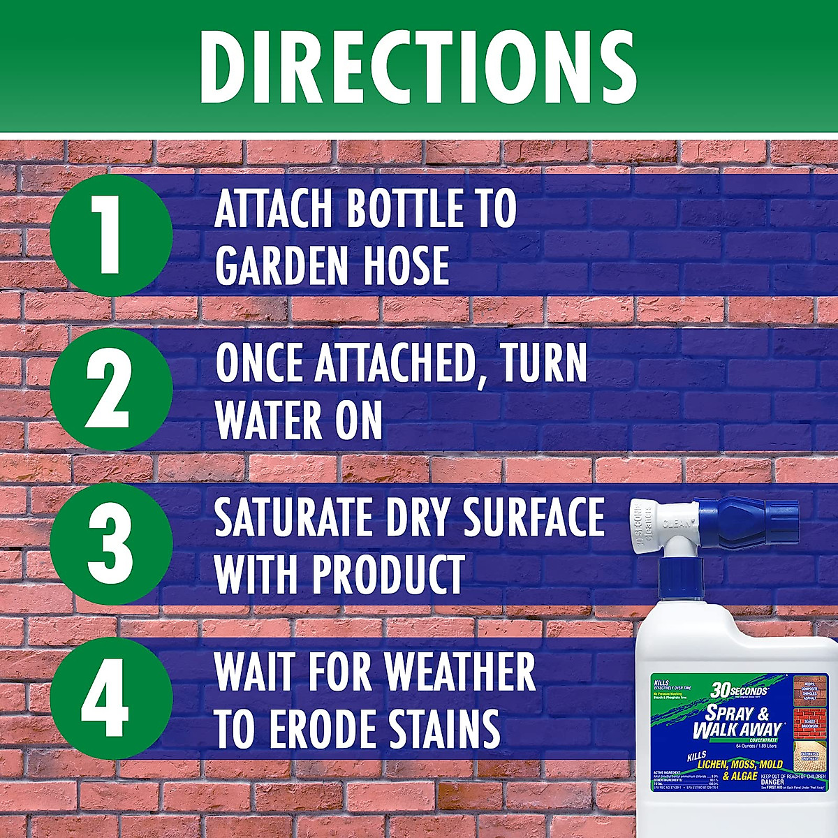 30 SECONDS Spray & Walk Away Hose End Sprayer | 2 Pack | Roofs Composite Shingles Asphalt | 64 fl. oz.