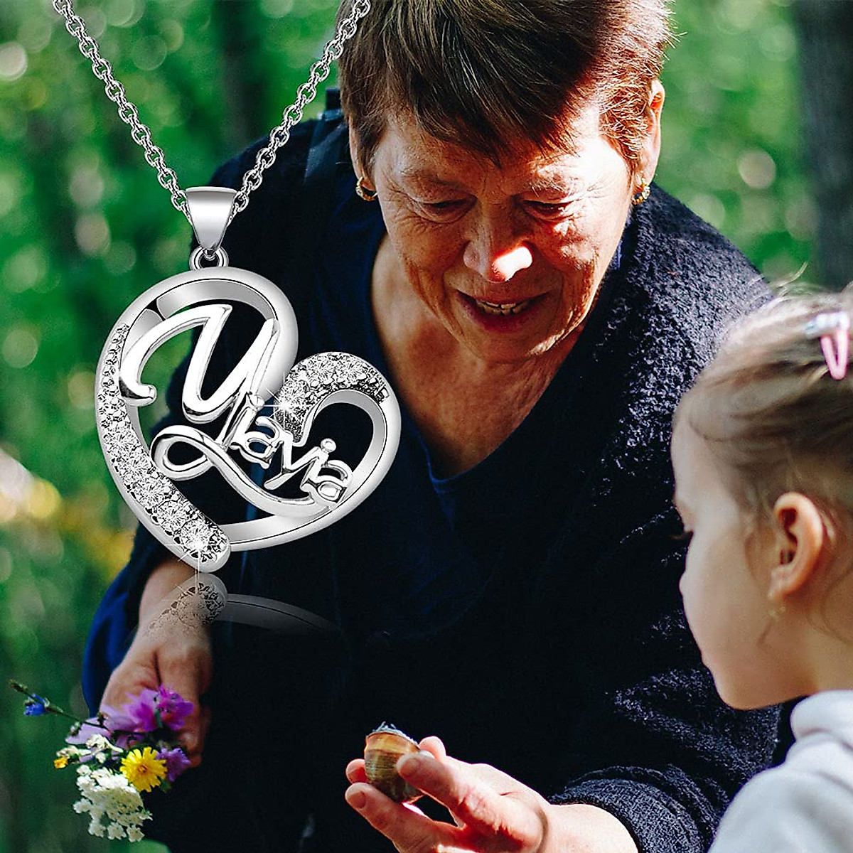 MAOFAED Yiayia Gift Grandmother Gift Mother’s Day Gift Yiayia Jewelry Grandma Necklace Birthday Gift For Grandma (yiayia necklace silver)