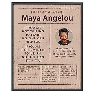 Motivational Poster Wall Art - Office Wall Art & Decor - Positive Quotes Wall Decor - Encouragement Gifts - Positive Sayings for Wall Decor - Inspirational Wall Art Maya Angelou Quote, 8x10" Unframed