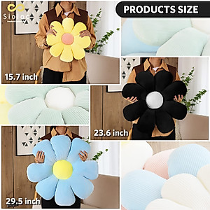 Sioloc Flower Pillow,Flower Shaped Throw Pillow Butt Cushion Flower Floor Pillow,Seating Cushion,Cute Room Decor & Plush Pillow for Bedroom Sofa Chair(Black,15.7'')