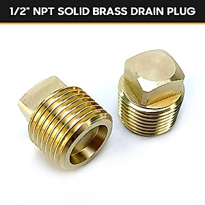 Boat Plugs 1/2 Inch Npt Solid Brass Boat Drain Plug, 2 Pack Garboard Drain Plug Boat Drain Plug Fits Most Boat Hulls (1/2 Inch NPT)