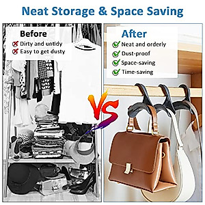 DricRoda Purse Handbag Hanger Hook, Purse Handbag Closet Organizer Storage Hook, Portable Plastic Closet Rod Hanger Rack Holder for Purses Bags Hats Ties Silk Scarves Belts, Space Saving, 6 Pack